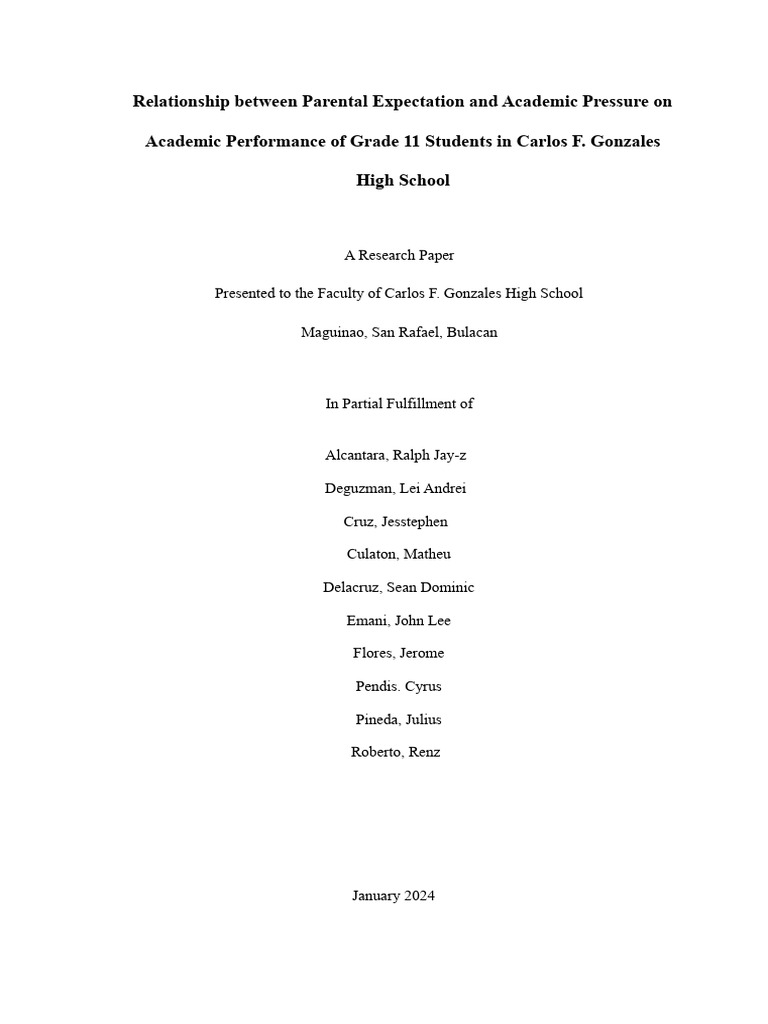 Relationship Between Parental Expectation and Academic Pressure On ...
