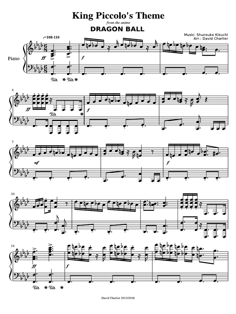 Dragon Ball - King Piccolo's Theme (Piano Solo) | PDF
