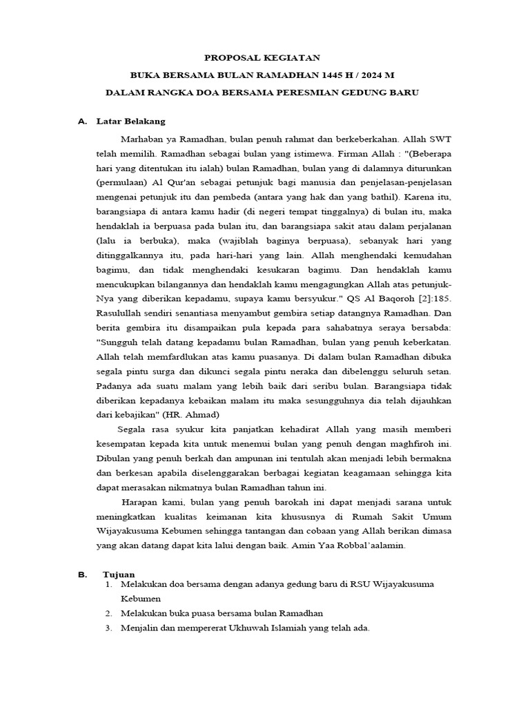 Proposal Bukber & Doa Bersama | PDF