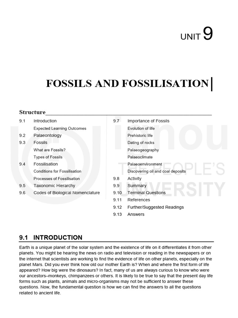 Fossil and Fossilisation | PDF | Fossil | Taxonomy (Biology)