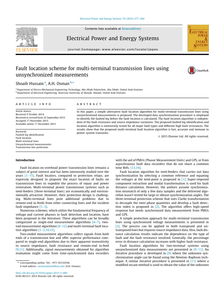 Fault Location Scheme For Multiterminal Transmission | PDF | Electrical Impedance | Electric ...