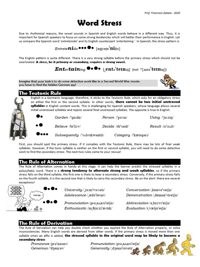 2 Word Stress | PDF | Stress (Linguistics) | English Language
