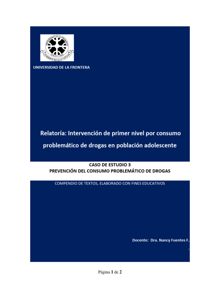 CASO DE ESTUDIO 3 Prevención - Consumo - Problemático de Drogas | PDF