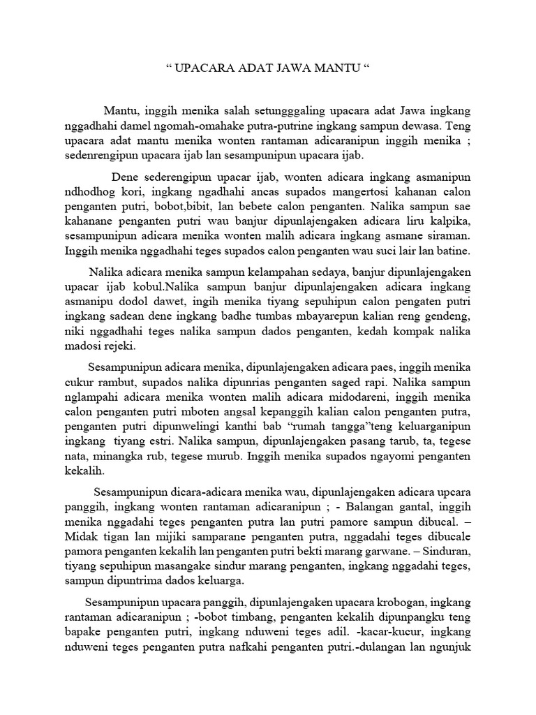 2030844991upacara Adat Jawa Mantu | PDF
