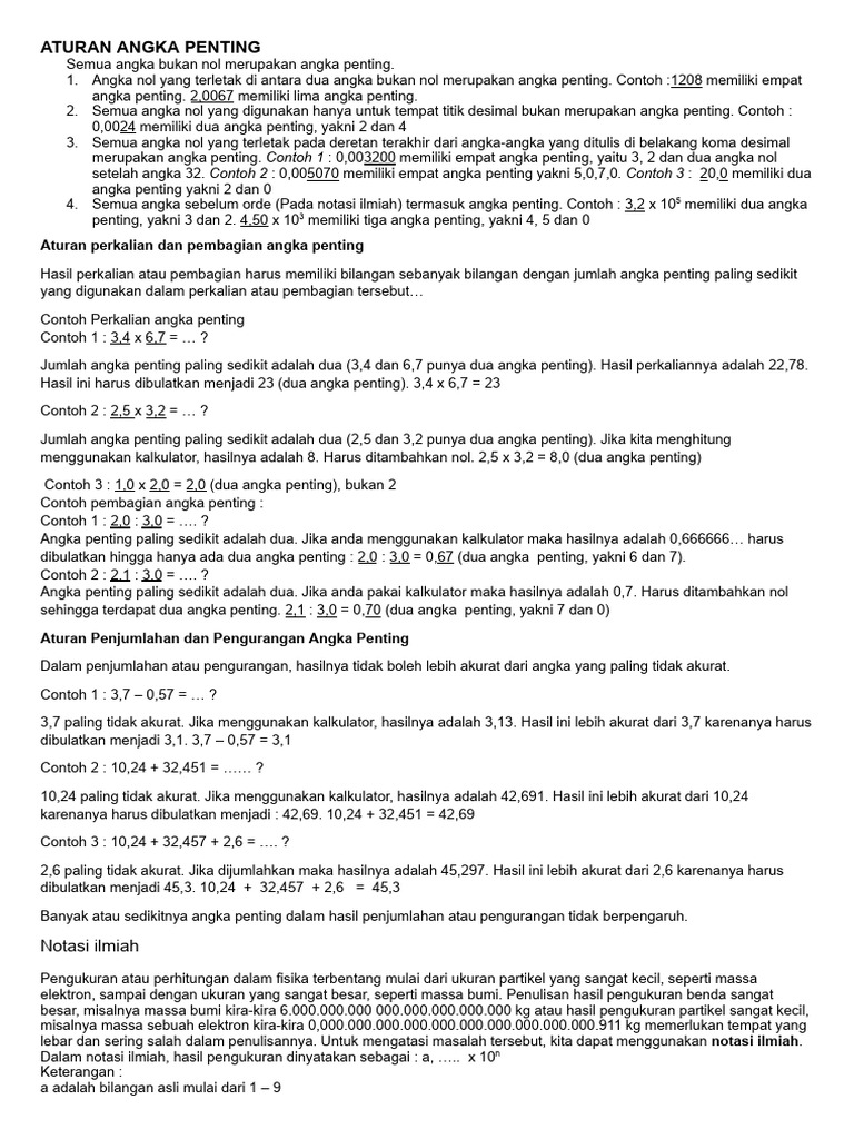 Aturan Angka Penting | PDF