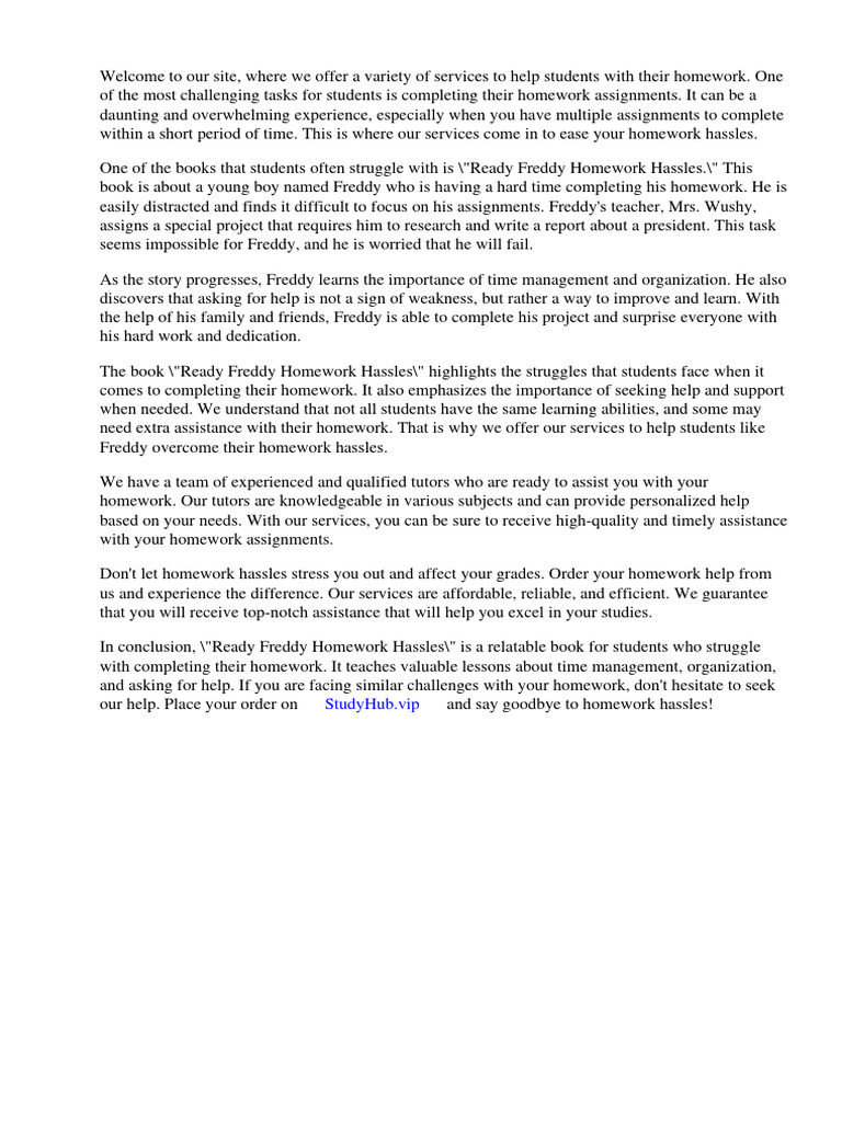 Ready Freddy Homework Hassles Book Summary | PDF | Homework | Books