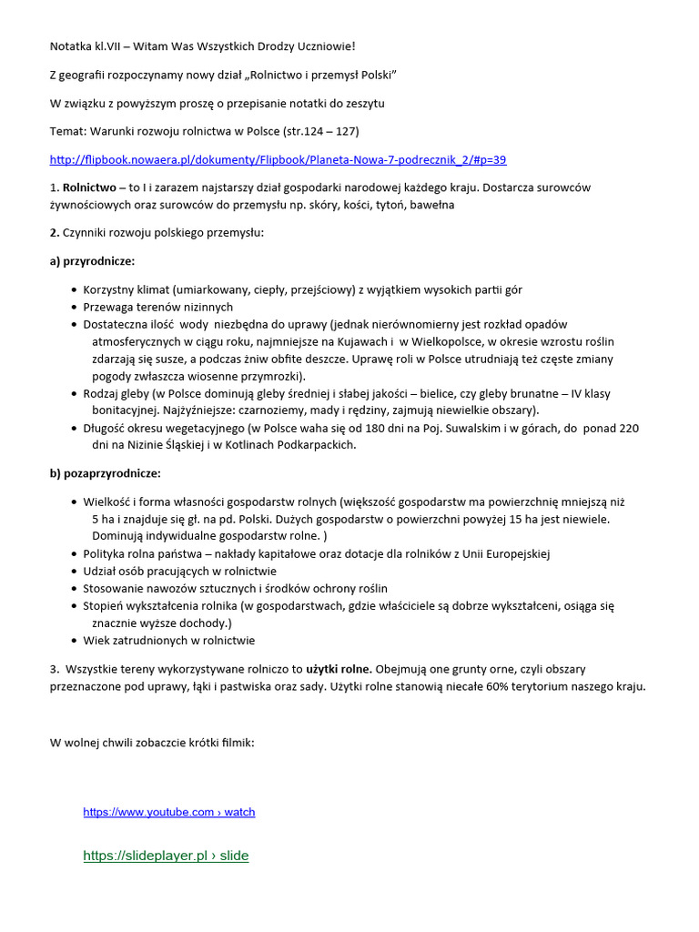 Notatka Klasa 7 | PDF