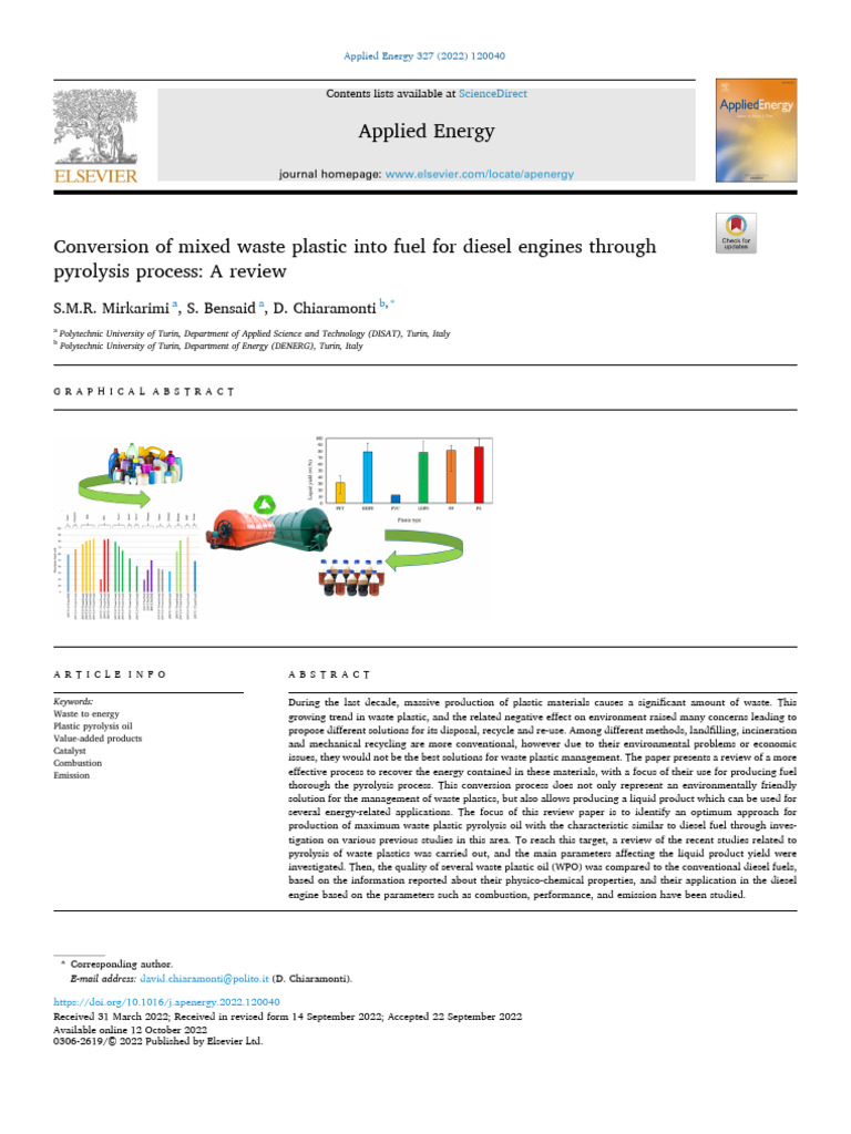 Pyrolysis of Mixed Waste Plastics to Fuel | PDF | Plastic | Waste ...