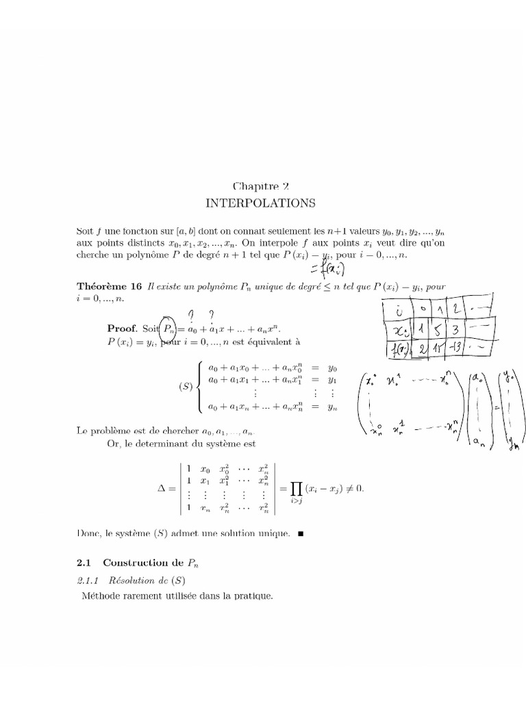 Interpolation (Spline Cubique Et Exercices | PDF
