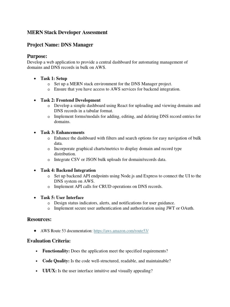 MERN Stack DNS Manager Assessment | PDF | Domain Name System | User ...