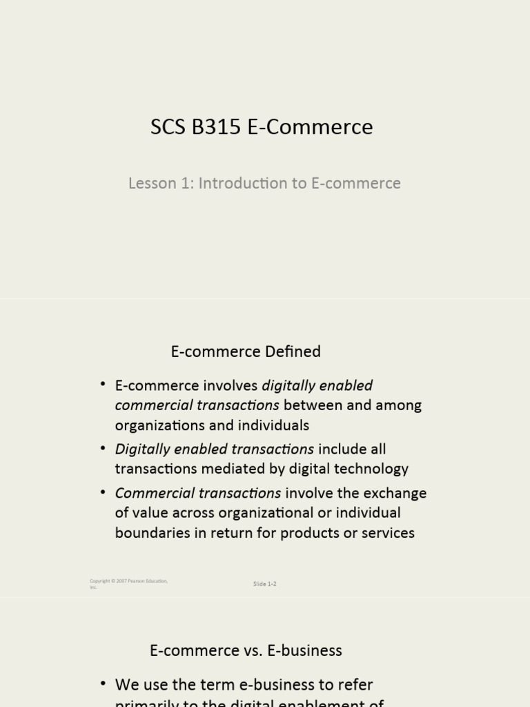 SCS B315 Lesson 1 Introduction To Ecommerce | PDF | E Commerce | Online Shopping