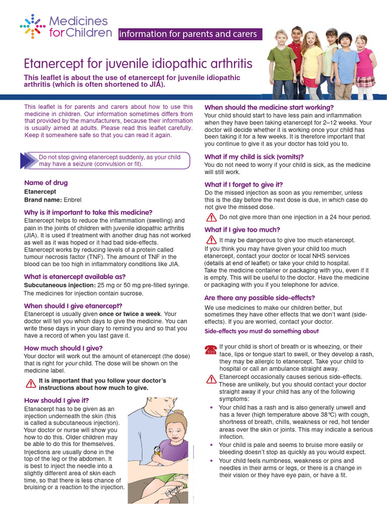 Etanercept For Juvenile Idiopathic Arthritis 2 | PDF | Injection ...