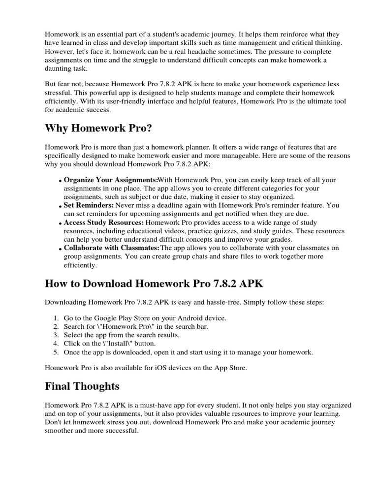 Homework Pro 7.8.2 Apk Download | PDF | Mobile App | Homework
