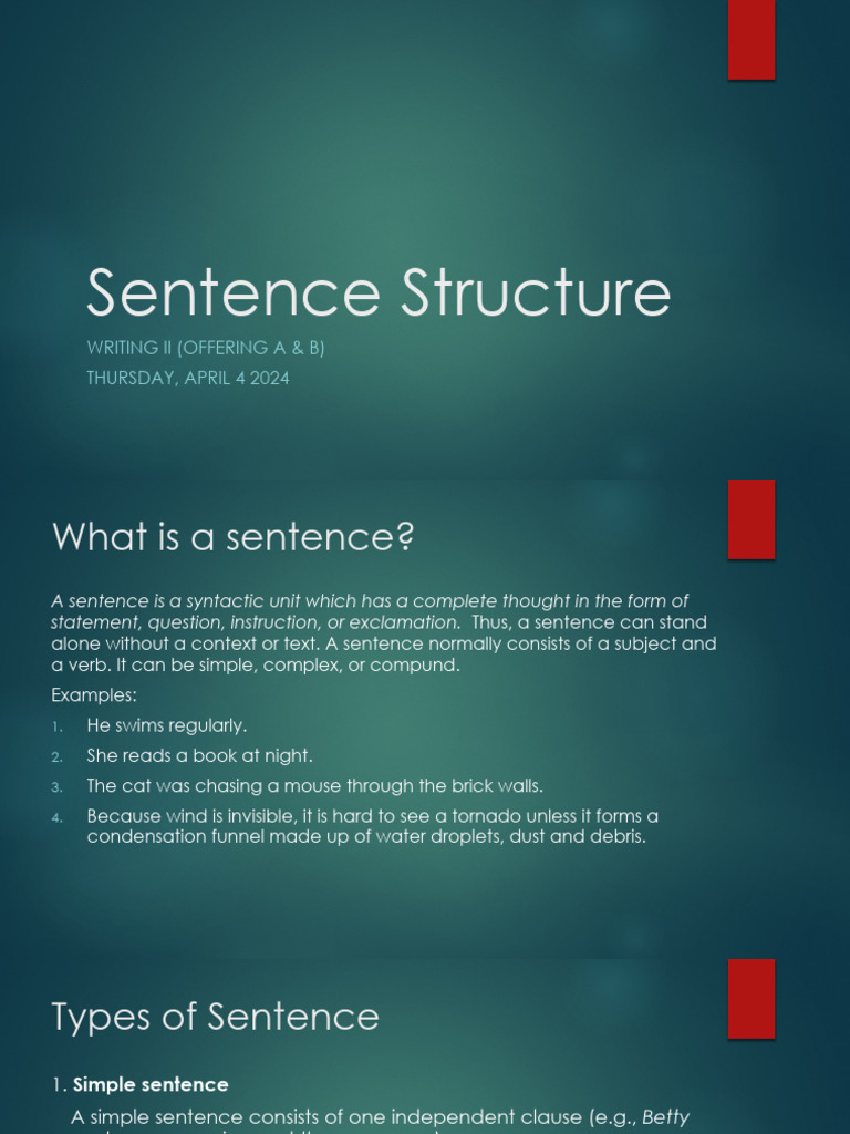 Explaining Sentence Structure | PDF | Verb | Sentence (Linguistics)