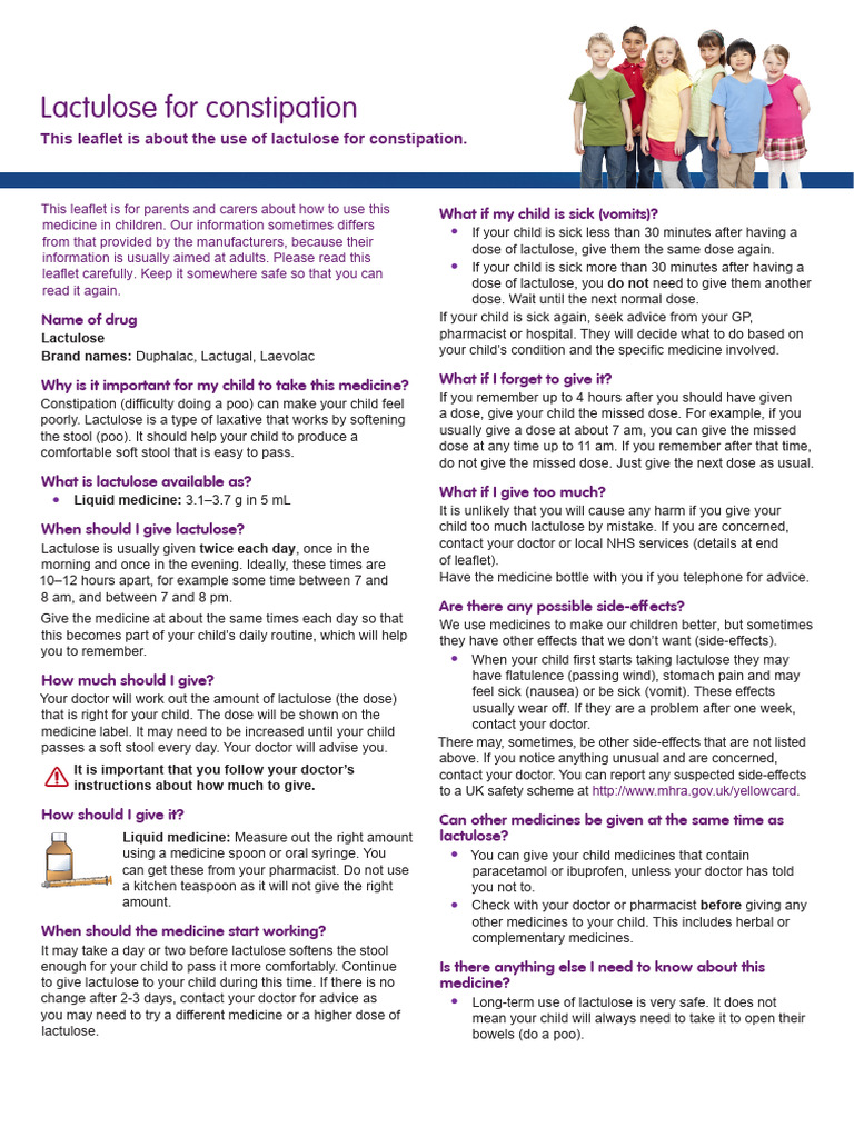 Lactulose Guide for Children's Constipation | PDF | Medicine | Health Care