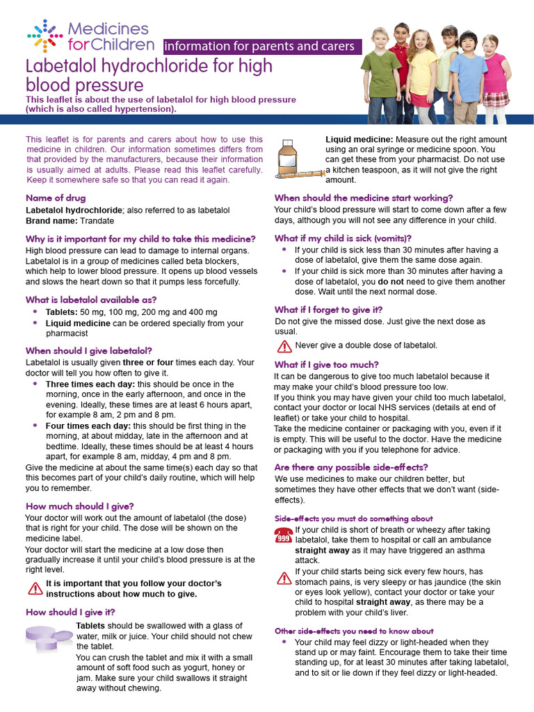 Labetalol Hydrochloride For High Blood Pressure | PDF | Hypertension ...