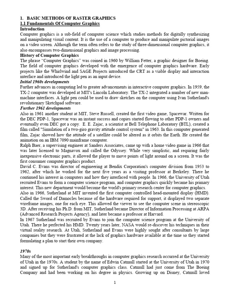 TOPIC 1 - Basic Methods of Raster Graphics | PDF | Computer Graphics | Data Compression