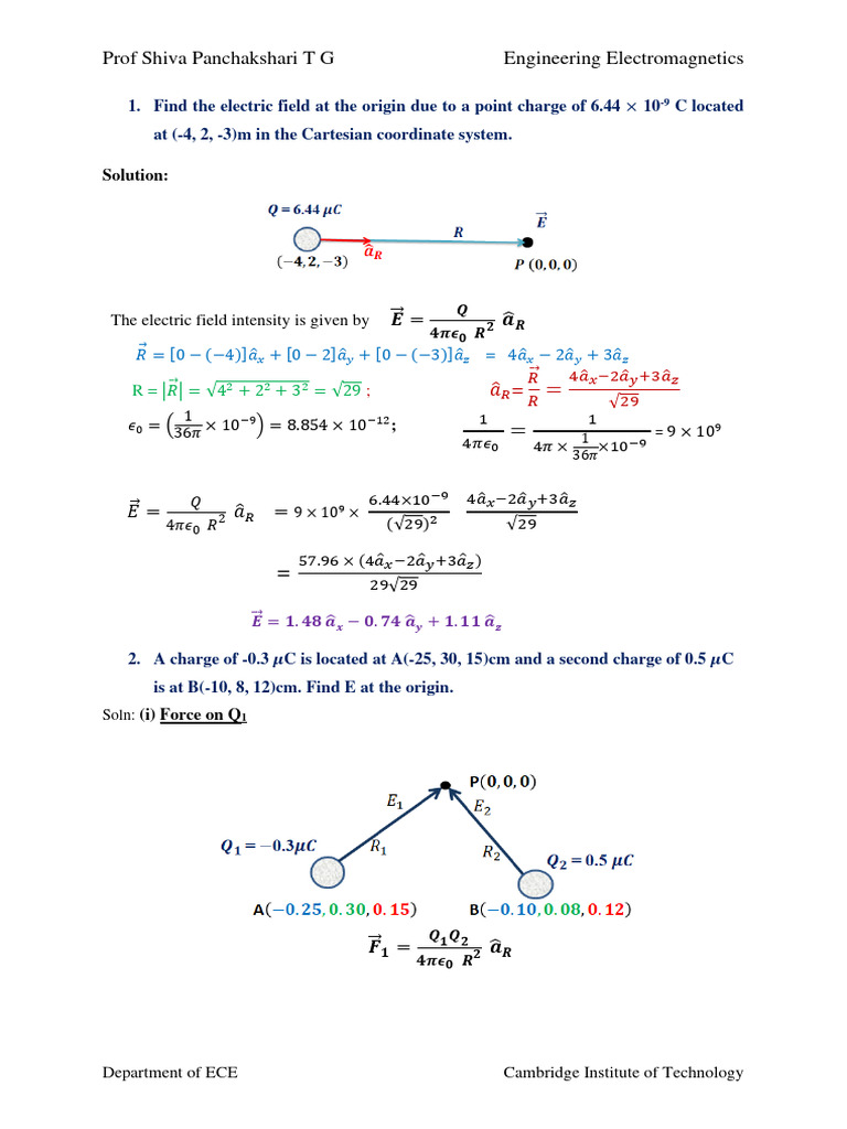 Solved Problems On Electric Field Intensity E | Download Free PDF ...