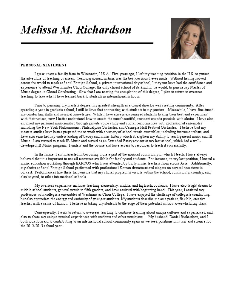 Melissa M. Richardson: Personal Statement | PDF | Conducting | Music ...