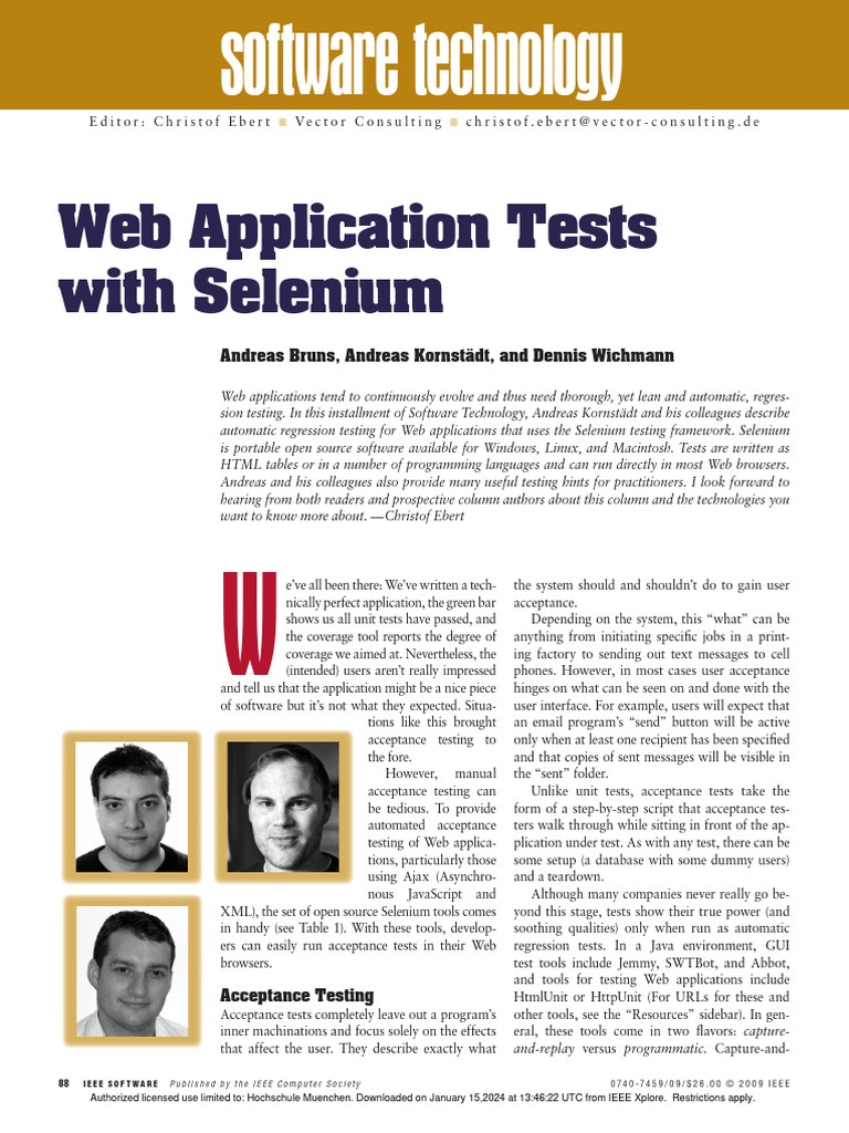 Web Application Tests With Selenium | Download Free PDF | Selenium ...