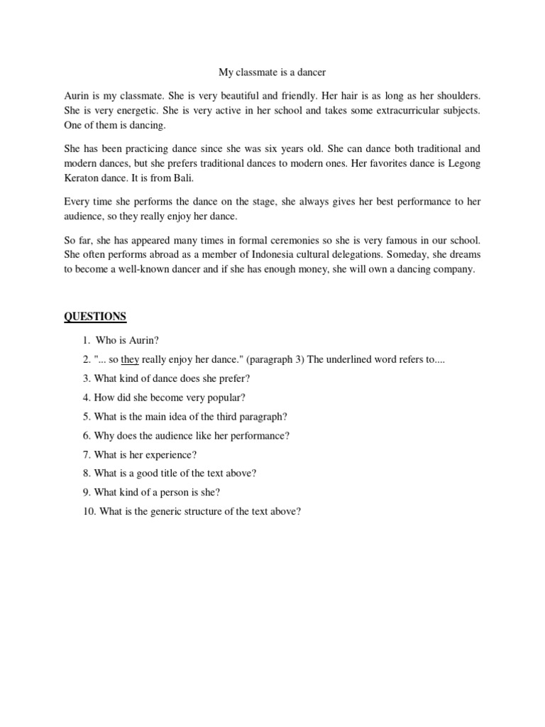 My Classmate Is A Dancer | PDF | Art