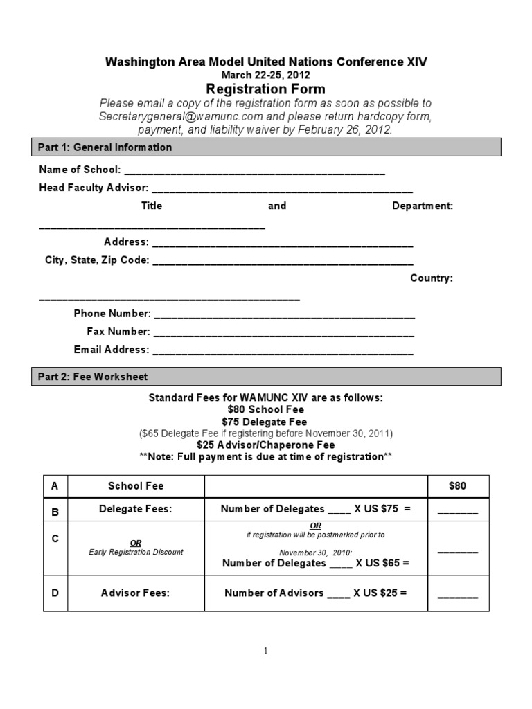 Model UN Conference Registration | PDF | Non Governmental Organization ...