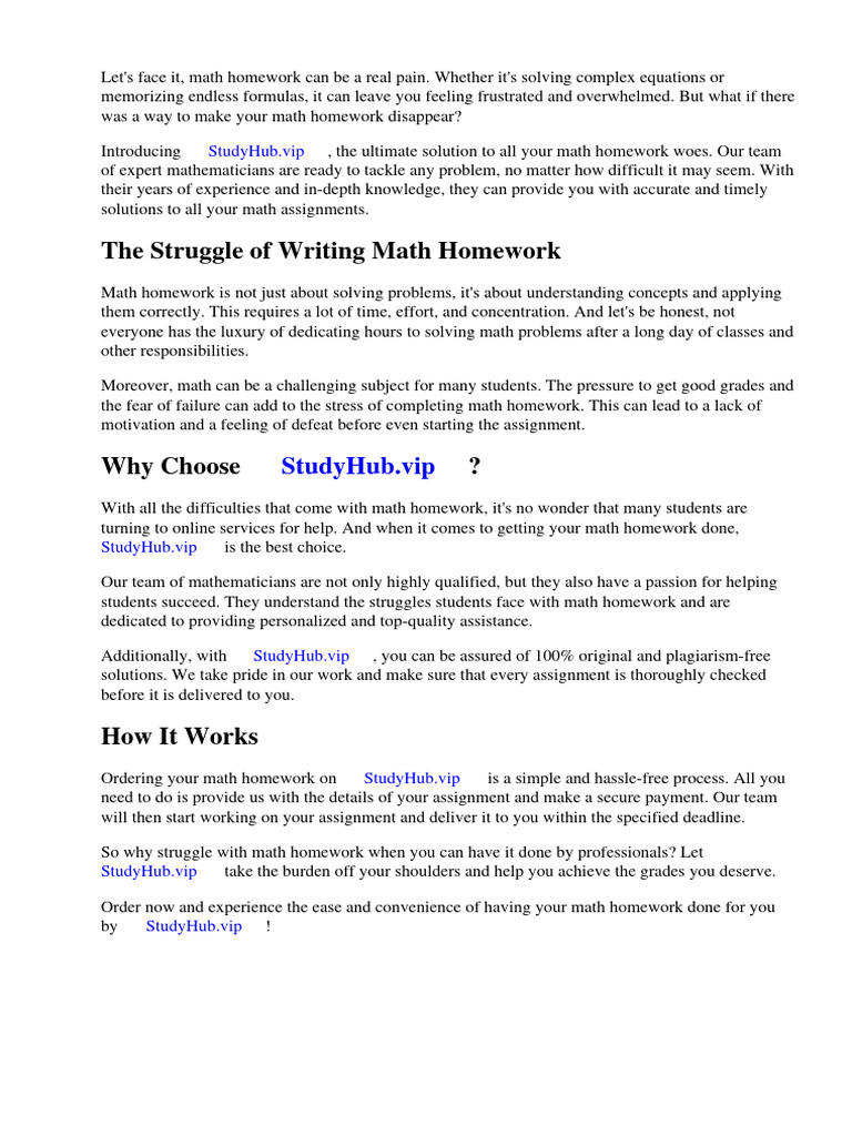 Does Math Homework For You | PDF | Homework | Mathematics