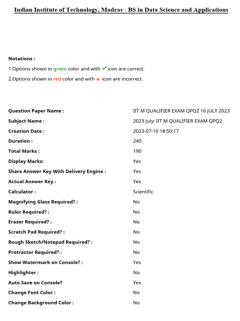 IIT Madras Data Science Qualifier Exam QPQ2 | PDF | Noun | Multiple Choice
