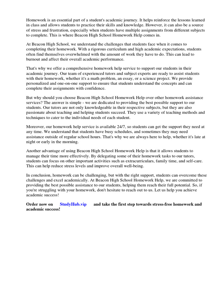 Beacon High School Homework | PDF | Homework | Teachers
