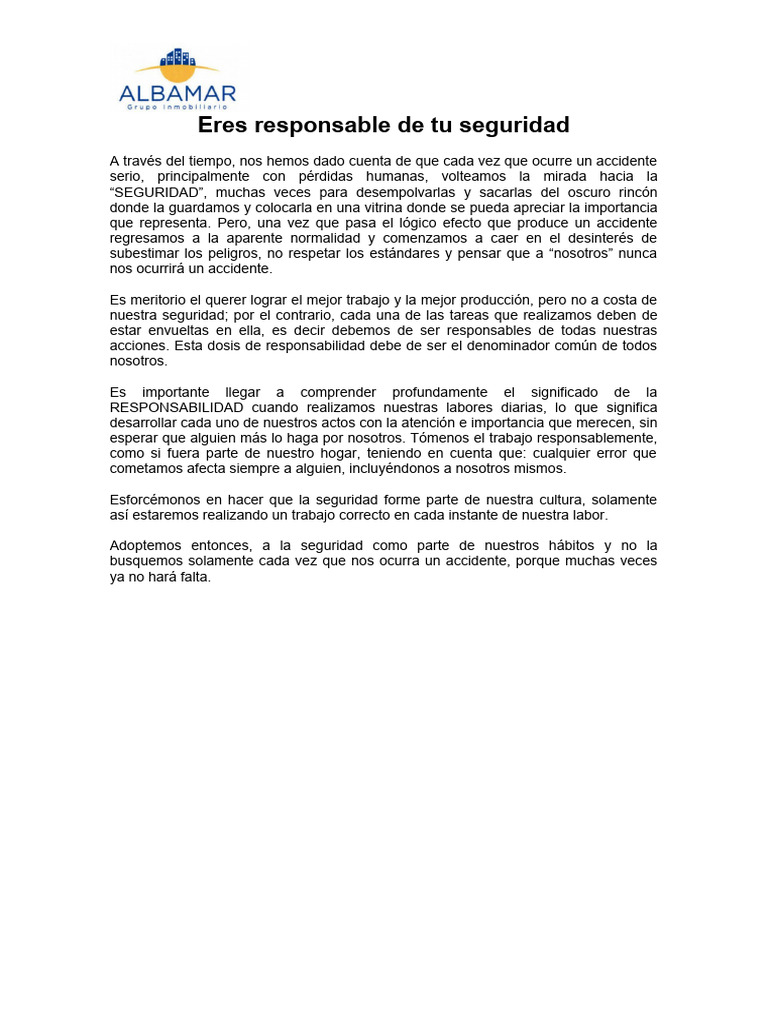 16.04 Eres Responsable de Tu Seguridad | PDF