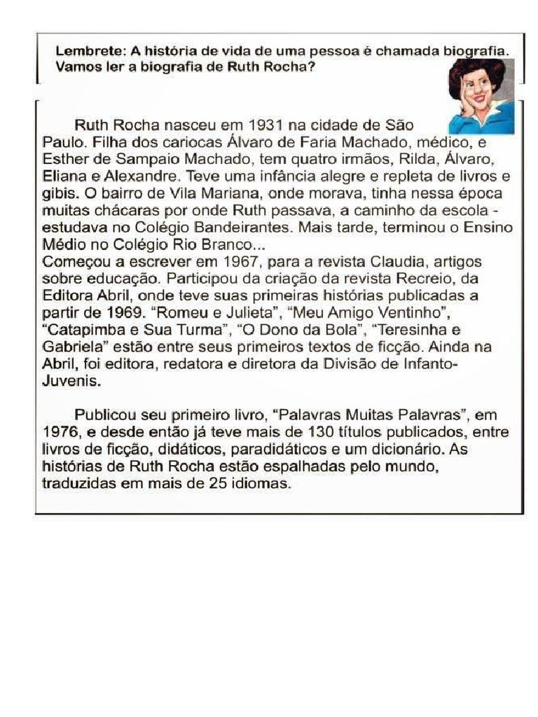 Biografia Ruth Rocha | PDF