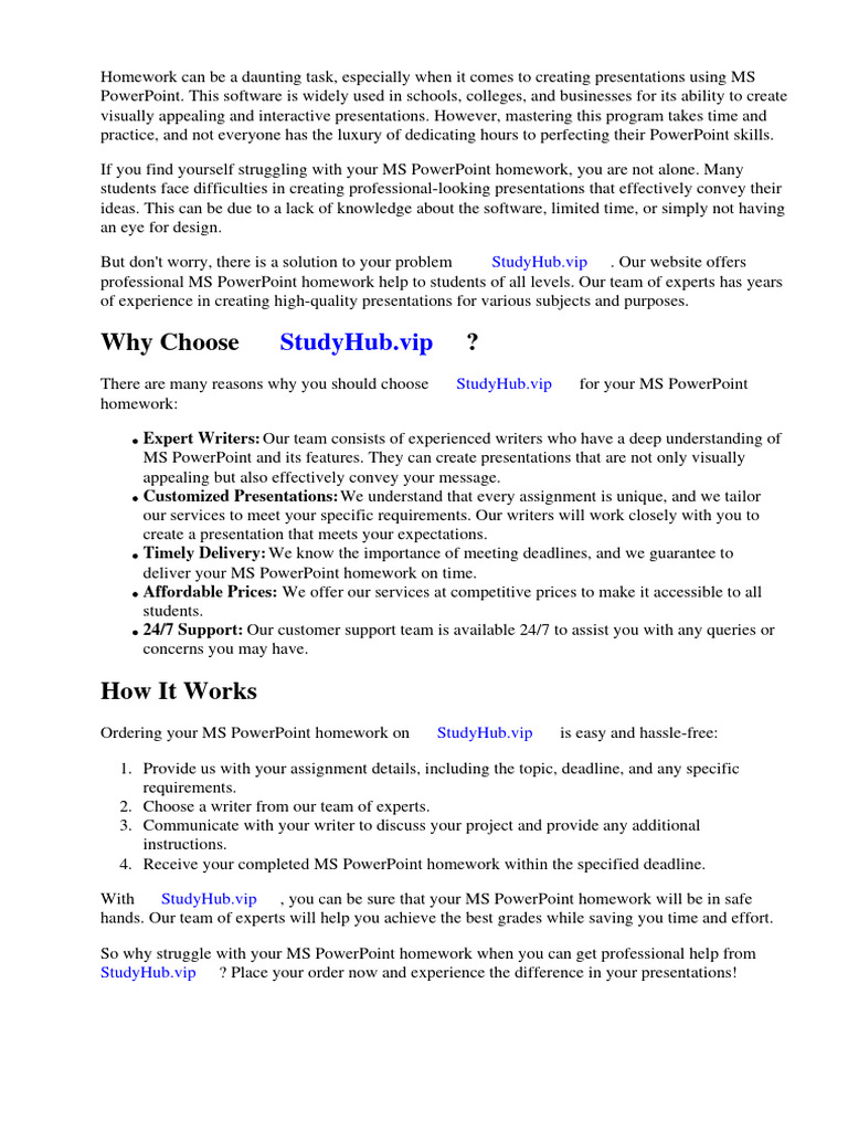 Ms Powerpoint Homework | PDF | Homework | Microsoft Power Point