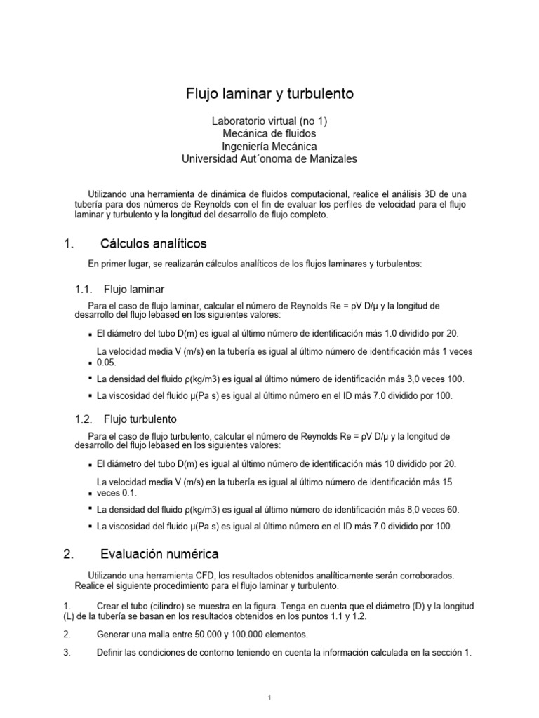 Análisis de Flujos Laminar y Turbulento | PDF | Numero Reynolds ...