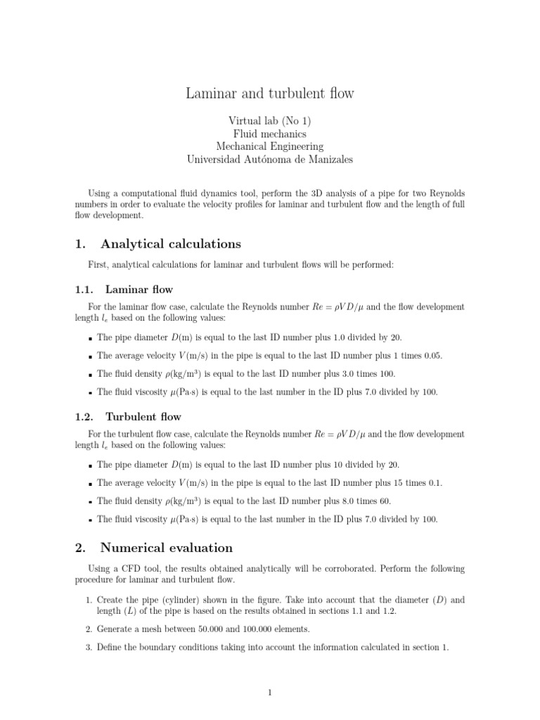 Virtual Lab 01 English Laminar and Turbulent Flow | PDF | Fluid Dynamics | Laminar Flow