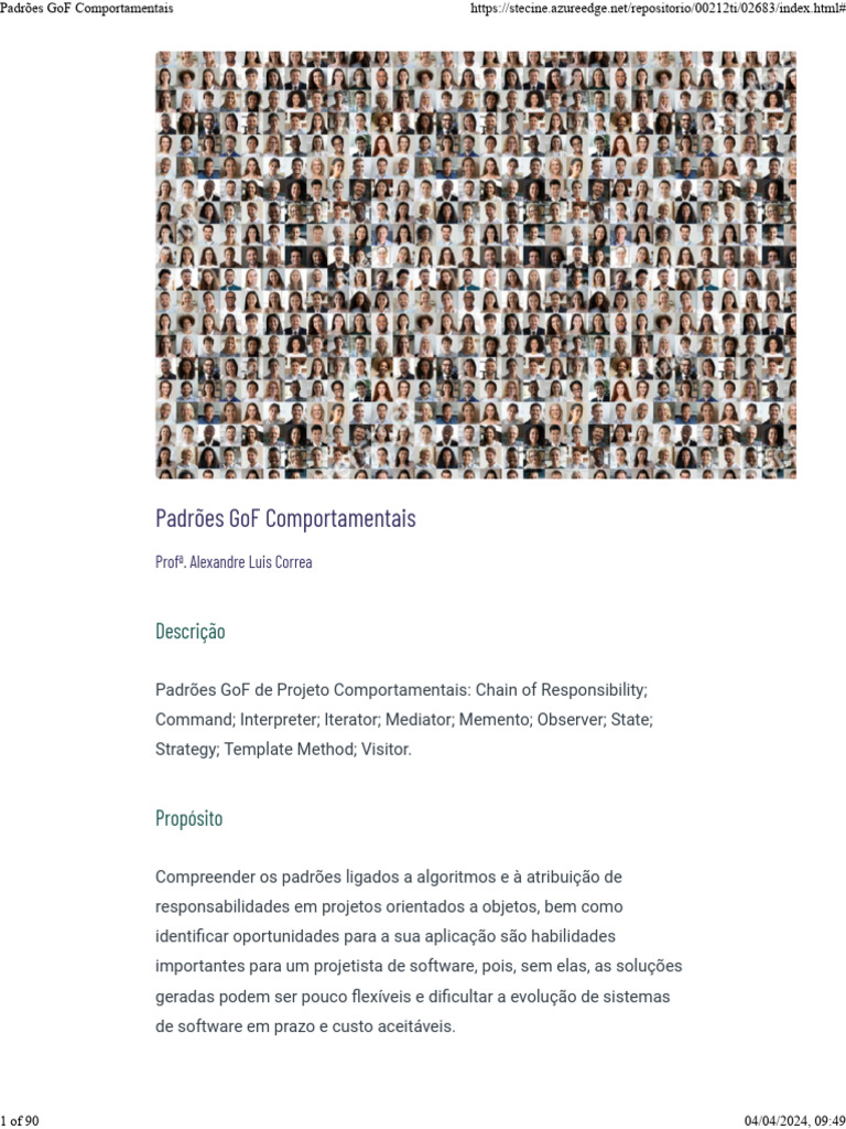 Padrões GoF Comportamentais em Projetos | PDF | Padrão de design de ...
