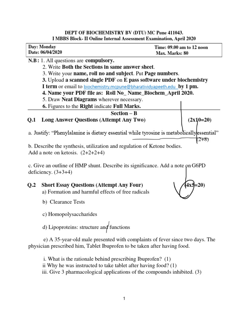 Biochemistry Block II April 2020 | PDF | Biochemistry | Chemistry