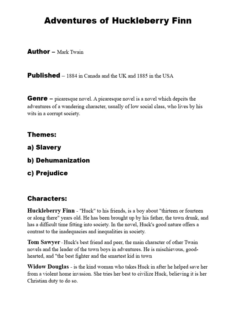 Huck & Jim's River Adventures | PDF | Huckleberry Finn | Adventures Of ...