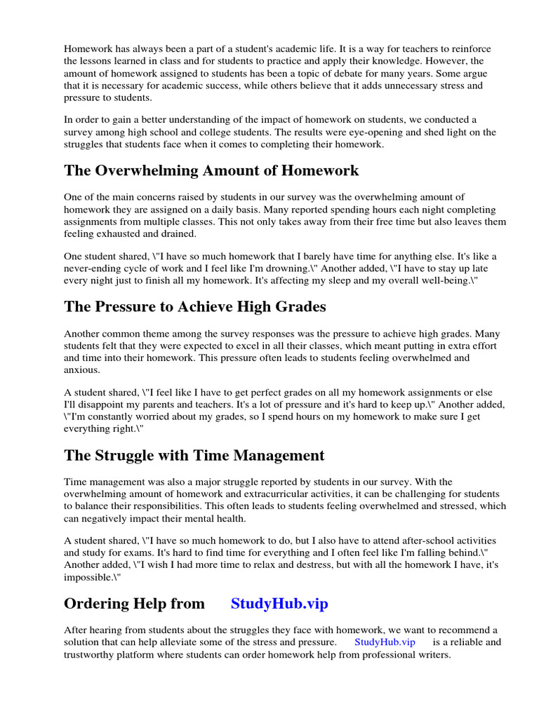 Homework Student Survey | PDF | Cost Of Living | Homework