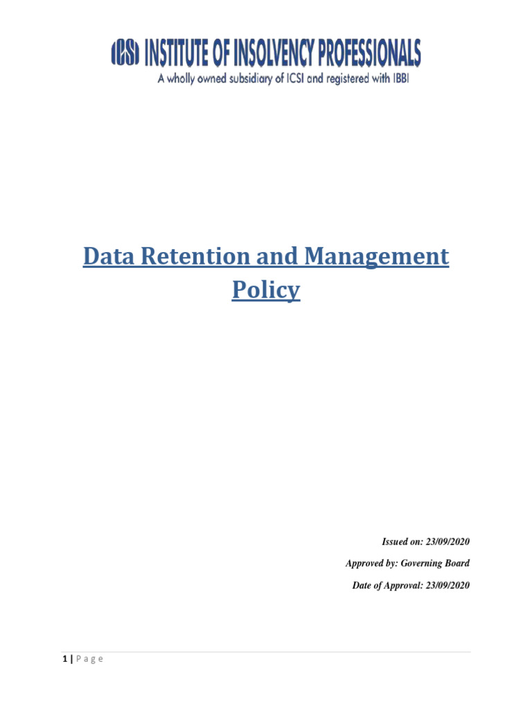 ICSI Data Retention and Managment Policy | PDF | Records Management ...