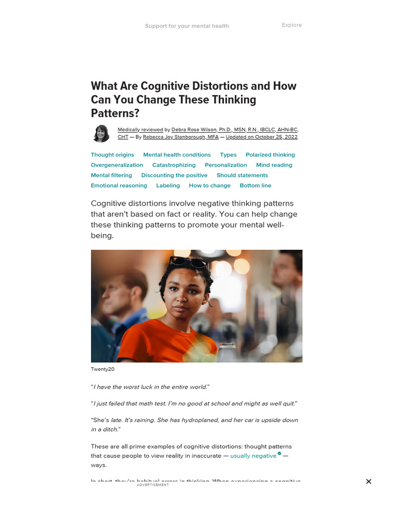 Cognitive Distortions - 10 Examples of Distorted Thinking | PDF ...