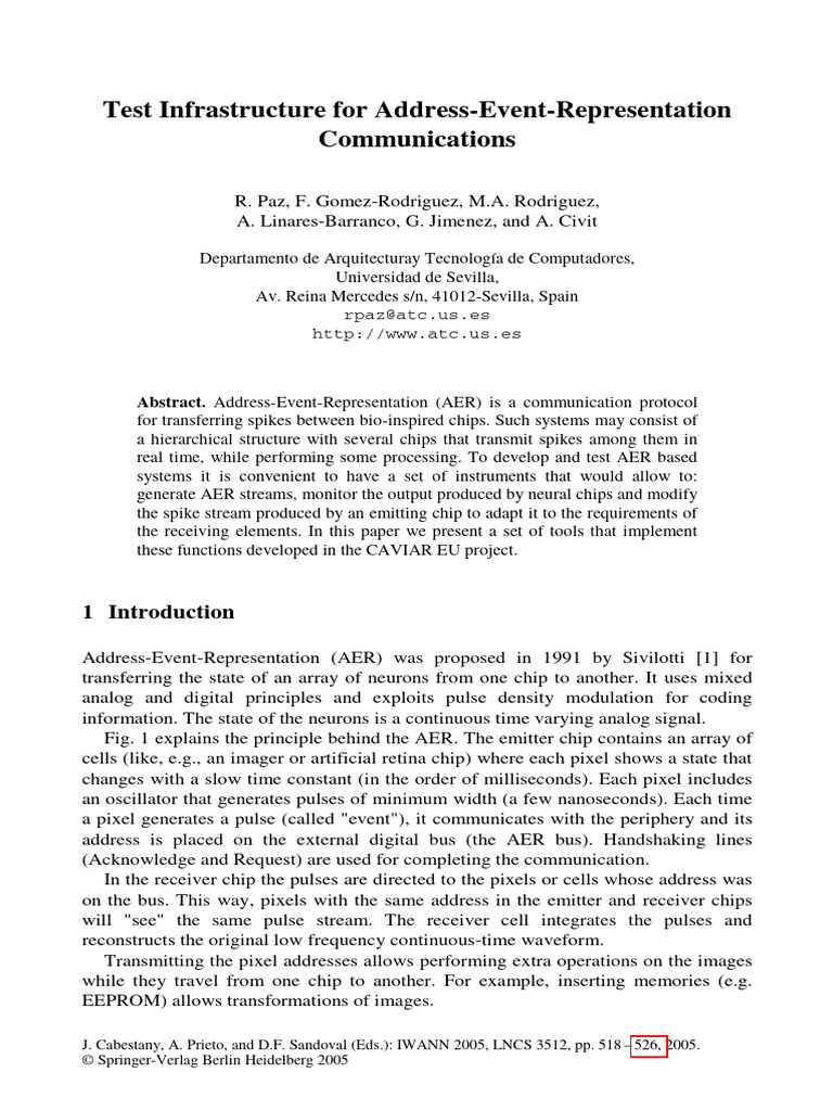 Test Infrastructure For Address-Event-Representation Communications | PDF