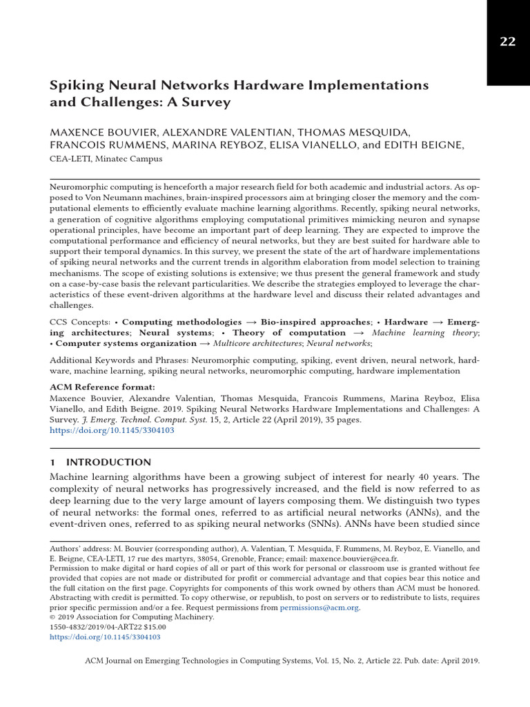 Snn Hw Challenges Pdf Artificial Neural Network Synapse