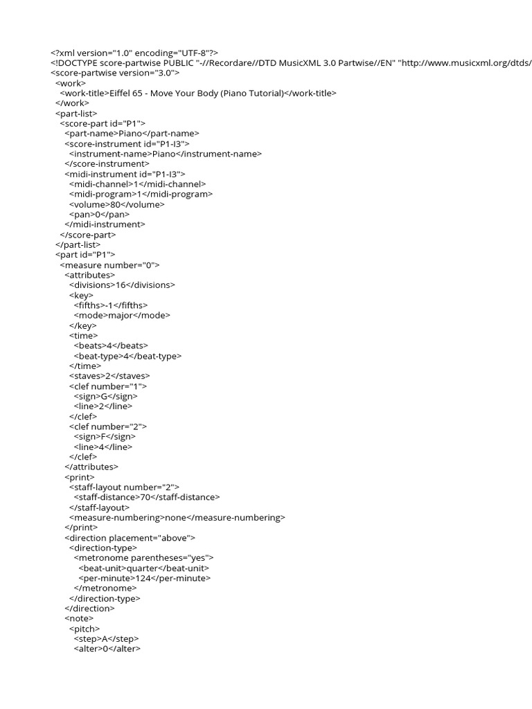 Eiffel 65 - Move Your Body (Piano Tutorial) | PDF