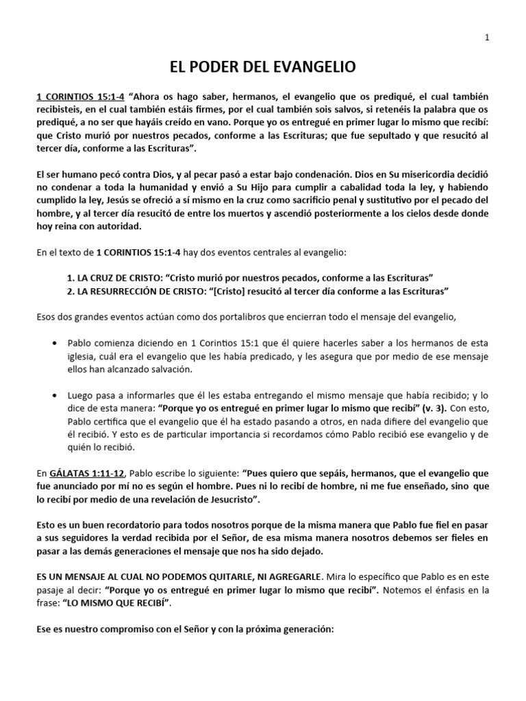 El Poder Del Evangelio | PDF | Pablo el apóstol | Jesús