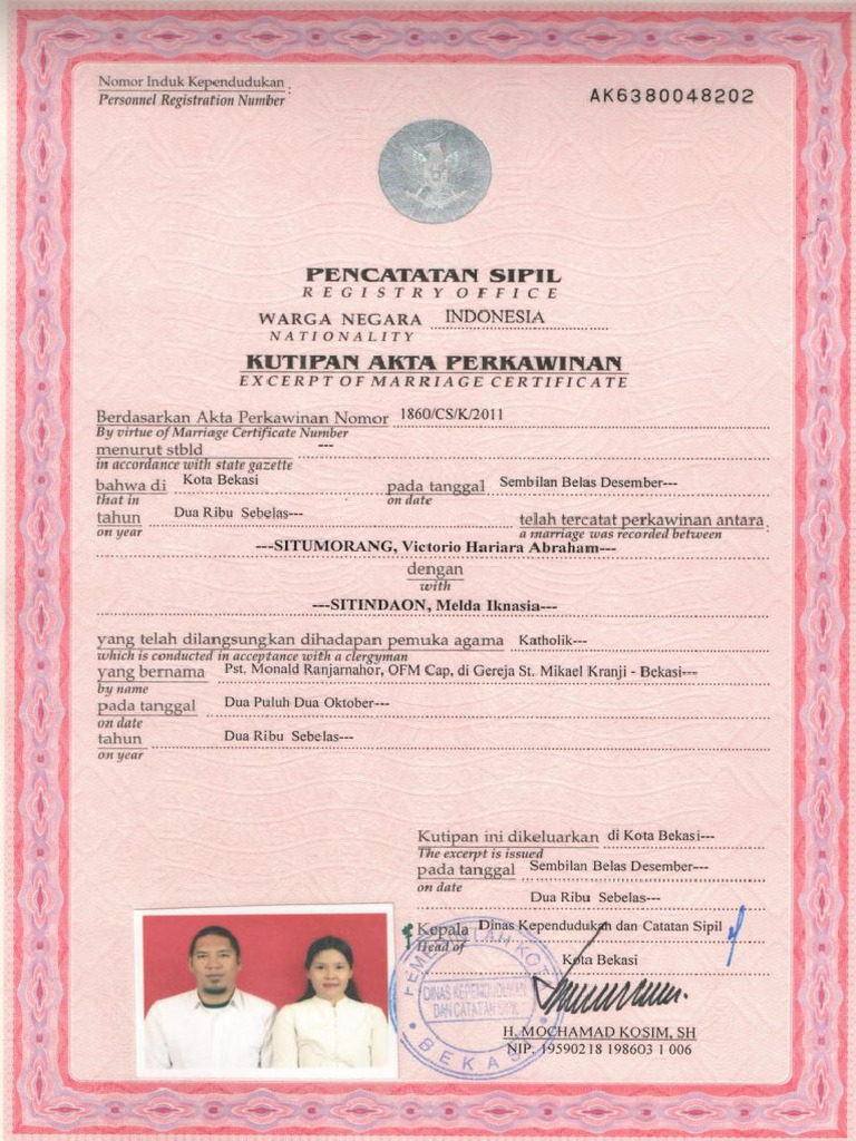 Akte Nikah Kristen | PDF