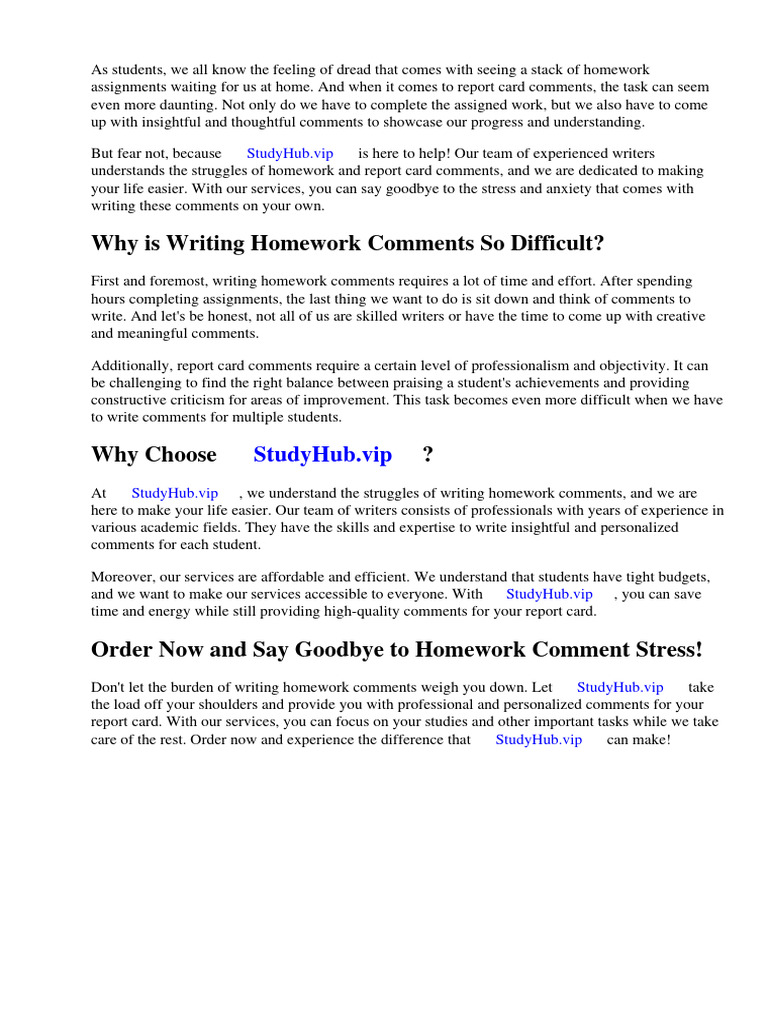 Report Card Homework Comments | PDF | Homework | Safari (Web Browser)