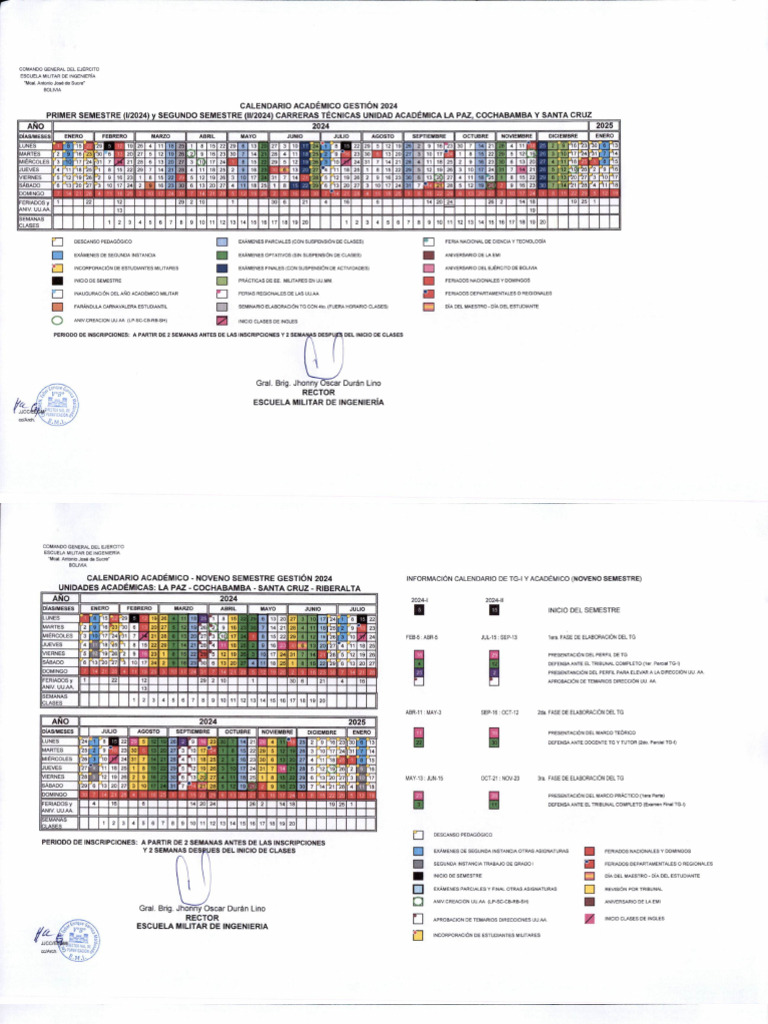 CALENDARIO ACADÉMICO EMI 2024 - Organized | PDF