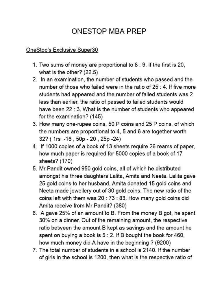 ONESTOP MBA PREP | PDF | Ratio | Investing