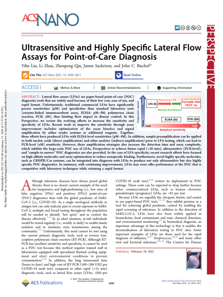 Ultrasensitive Lateral Flow Assays for POC Diagnosis | PDF | Elisa | Polymerase Chain Reaction