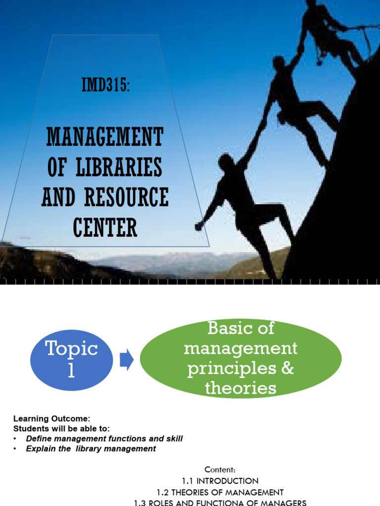 IMD315 Notes 1 - Basic Management Theories | PDF | Goal | Leadership